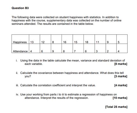 Solved Question B3 The Following Data Were Collected On
