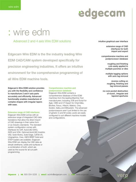 Advanced 2 And 4 Axis Wire Edm Solutions Download Free Pdf Computer Aided Design Machining