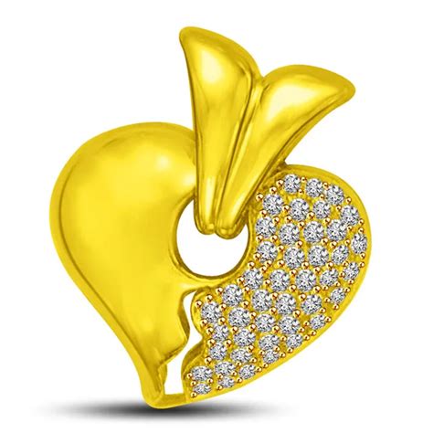 For My Better Half Diamond And Gold Heart Pendants Surat Diamond Jewelry