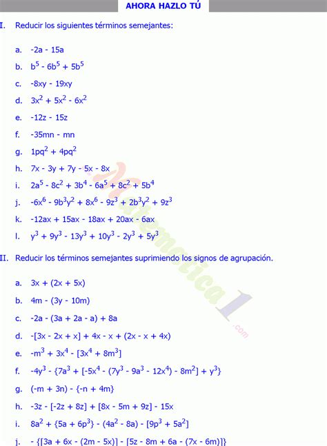 Ejercicios De Álgebra MatemÁtica De Sexto Grado De Primaria O BÁsico Pdf