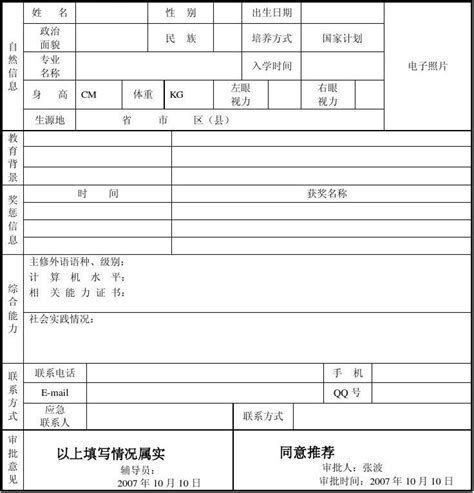 毕 业 生 就 业 推 荐 表 Word文档在线阅读与下载 无忧文档