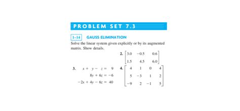 solved problem set 7 3 1 14 gauss elimination solve the