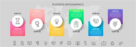 인포그래픽 서클 은 6 단계 사각형 다이어그램 비즈니스 워크플로 레이아웃 프레젠테이션 순서도 정보 그래프 타임라인 콘텐츠 레벨 차트 프로세스 다이어그램에 사용되는 벡터 템플