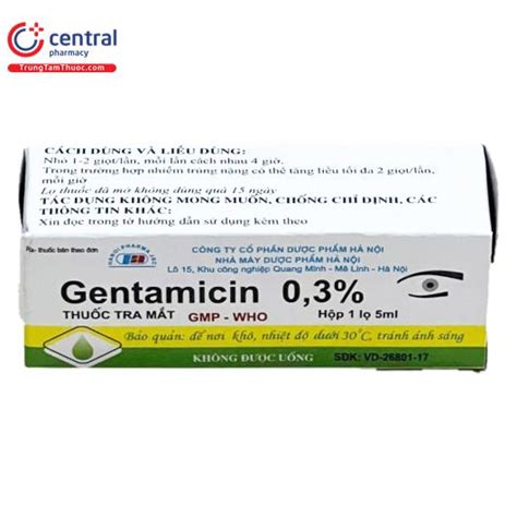 ChÍnh HÃng Thuốc Nhỏ Mắt Gentamicin 03 Hanoi Pharma Jsc