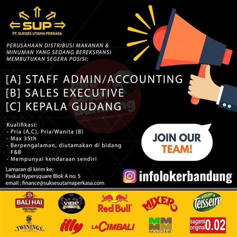 Lowongan Kerja PT Sukses Utama Perkasa Bandung Agustus 2019 Info