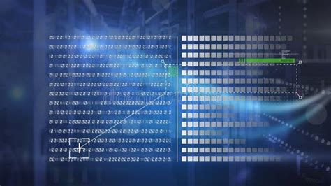 Animation Of Looping Binary Codes And Loading Bars Over Server Room In
