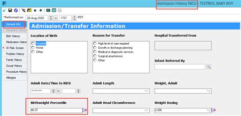Document And View Birthweight Percentile