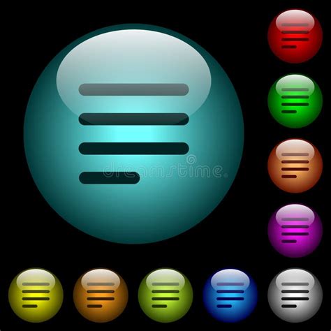 Text Align Justify Last Row Left Icons In Color Illuminated Glass