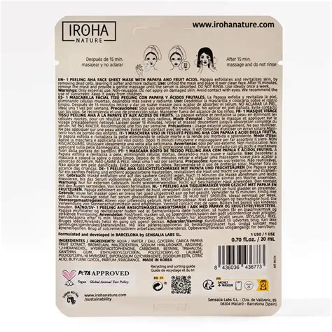 Compra Iroha Nature Natural Extracts Mascarilla Facial Peeling Aha 20