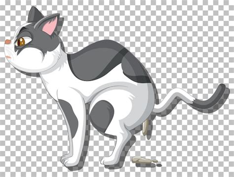 Personaje De Dibujos Animados De Gato Cagando Vector Premium