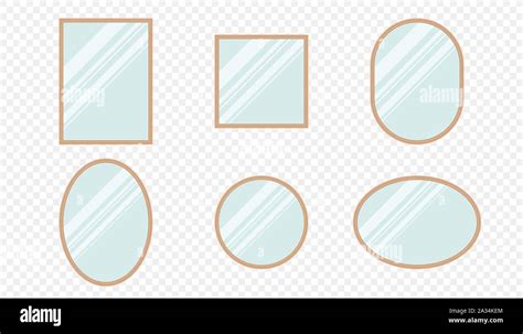 Vector Realistic Mirrors Set With Blurry Reflection Mirror Frames Or