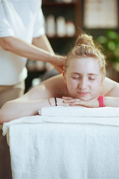 Massage Therapist Woman In Massage Cabinet Making Massage Stock Image Image Of Insurance