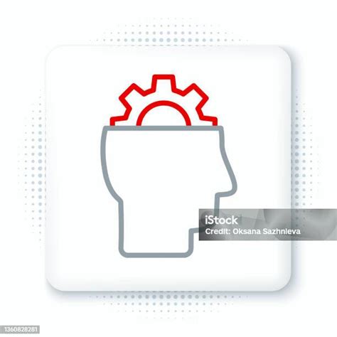 흰색 배경에 격리 된 아이콘 내부 기어와 라인 인간 인공 지능 생각 두뇌 기호 뇌의 상징 작업입니다 컬러풀한 아웃라인 컨셉 벡터 개념에 대한 스톡 벡터 아트 및 기타 이미지