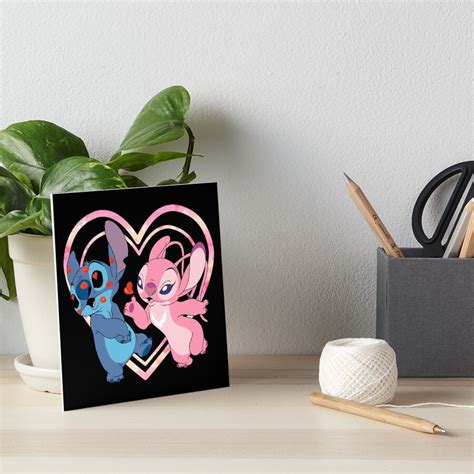 Cartoon Stitch And Angel Kissdesign For Men And Women Art Board