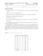CSE 150 Fundamentals Of Computer Science Honors Final Exam CSE 150