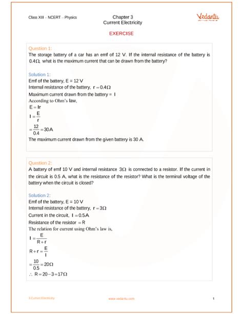 Ncert Solutions For Class 12 Physics Chapter 3 Current Electricity