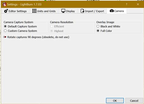 Lightburn Not Responding When Running Camera Alignment With Softcam