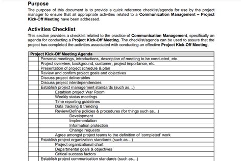 project kickoff checklist template excel project management plan templates excelonist