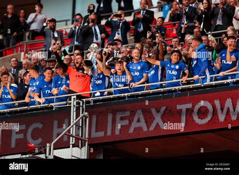 Halifax Town Players Lift The Fa Trophy After The Isuzu Fa Trophy Final