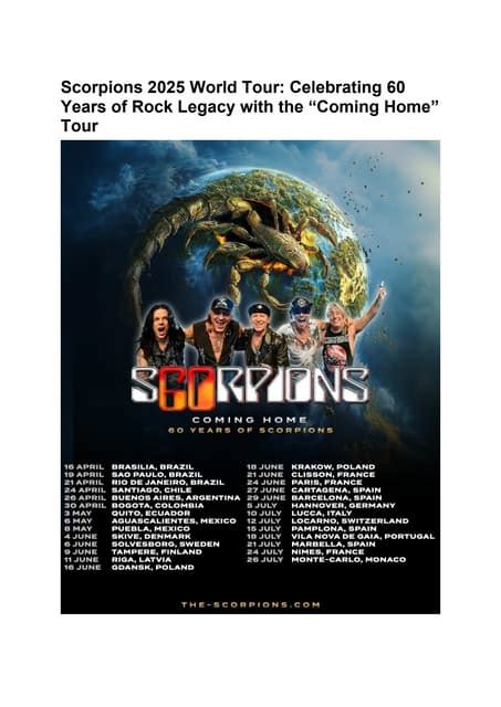 Scorpions 2025 World Tour Celebrating 60 Years Of Rock Legacy With The