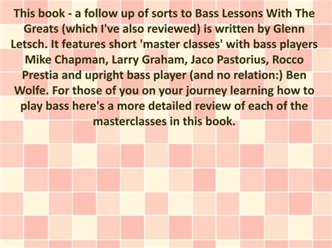 Glenn Letschs Bass Master Class Book Review Pptx Jazz Music