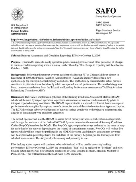 Safo16009 Runway Assessment And Condition Reporting Pdf Runway Federal Aviation Administration