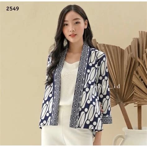 Jual Outer Batik Wanita Blazer Batik Modern Baju Batik Cewek Murah Atasan Batik Seragam