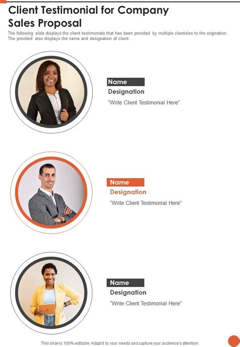 Client Testimonial For Company Sales Proposal One Pager Sample Example Docu