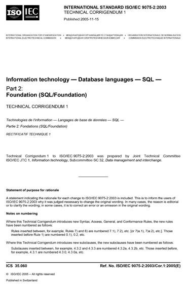 Isoiec 9075 2cor12005 Information Technology Database Languages