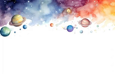 Universe Watercolor Border Space Astronomy Backgrounds Premium Image