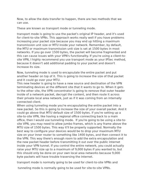 Transport Mode And Tunneling Mode Ah Esp Pdf Virtual Private Network Internet Protocols