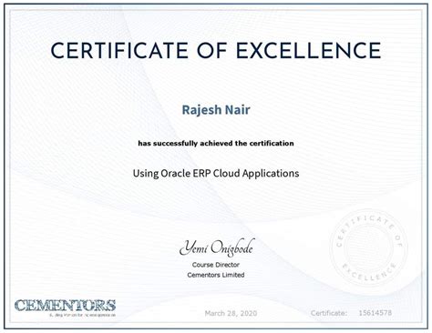Im Excited To Announce That I Have Completed The Oracle Erp Cloud Financials This Course Has