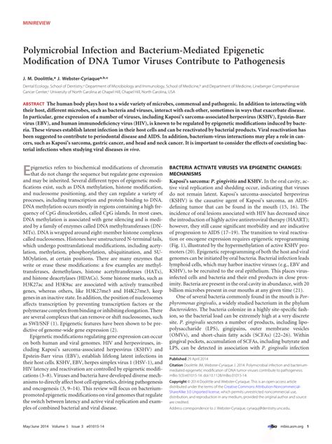 Pdf Polymicrobial Infection And Bacterium Mediated Epigenetic
