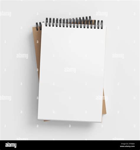 Notebook Mockup Two Notebooks In A Stack Spiral Notepad On White
