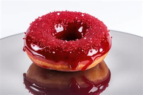 Donut glaseado rojo aislado sweet donut cake donut postre resumen generativo ai ilustración