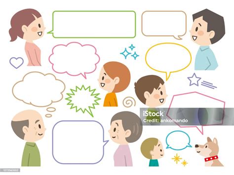 3세대 가족과 연설 거품의 일러스트 가족에 대한 스톡 벡터 아트 및 기타 이미지 가족 개 남자 Istock