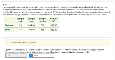 Solved 6 2 9 In A Survey Of Introductory Statistics