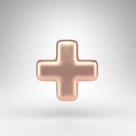 Plus Symbool Op Witte Achtergrond Mat Koperen 3D Gerenderde Bord Met