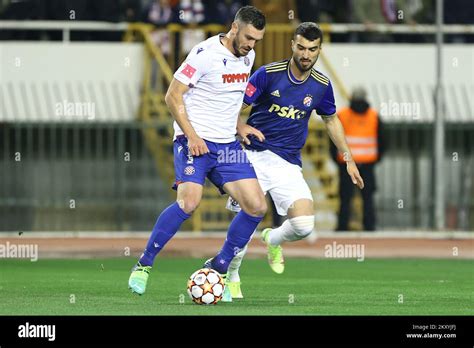 Josip Elez Of Hajduk Split And Mahir Emreli Of Dinamo Zagreb During The