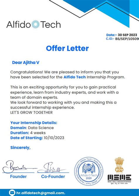 Ajitha Vijayakumar On Linkedin Alfidotech Internship
