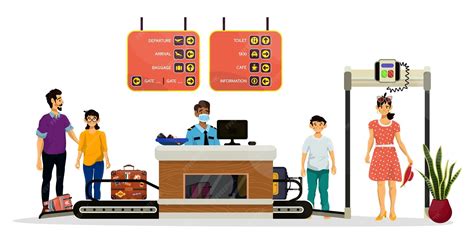 Premium Vector Cartoon Illustration Of Airport Inspection Process