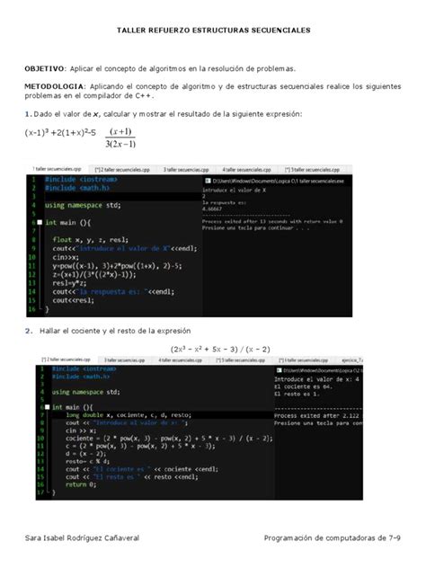 Taller Estructura Secuenciales Resuelto Descargar Gratis Pdf Algoritmos Matemáticas