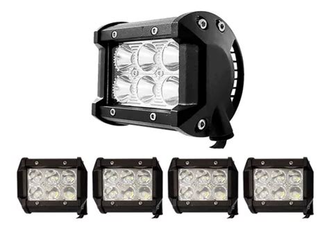 Kit 4 Farol Milha 6 Led 18w Quadrado Off Road 6000k Picape Parcelamento Sem Juros