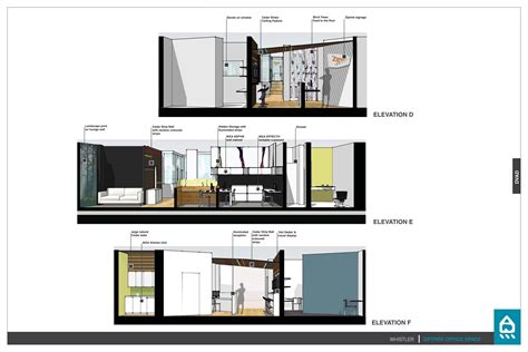 Office Building Elevation Section Plan And Furniture