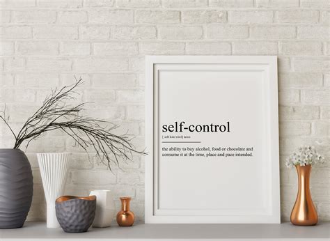 Self Control Definition Print Etsy