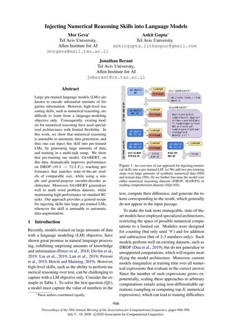 Pdf Injecting Numerical Reasoning Skills Into Language Models