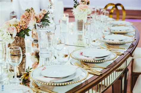 Romantic White Gold Table Setting On Glass Table Fine Art Wedding Photography Fine Art