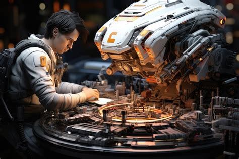 Premium Photo Robotics Engineer Assembling And Programming Robotic
