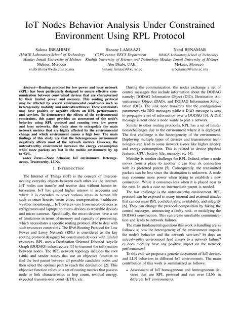 Pdf Iot Nodes Behavior Analysis Under Constrained Environment Using