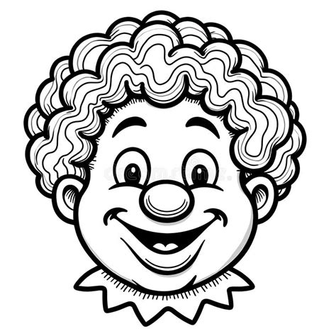 Happy Clown Face With Curly Hair Portrait Stock Illustration